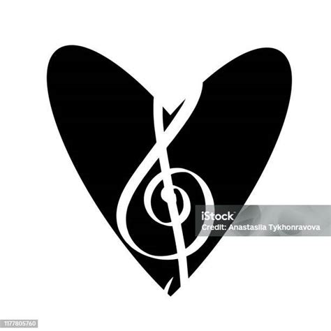 음악 음자리표 심장 사랑 음악 노트 뮤지컬 노트의 블랙 하트 여름 콘서트 음악 축제 고아 트랜스 일렉트로 디스코 파티 클럽 활동 가수 뮤지션 섬유 브랜딩에 적합 하트 모양에