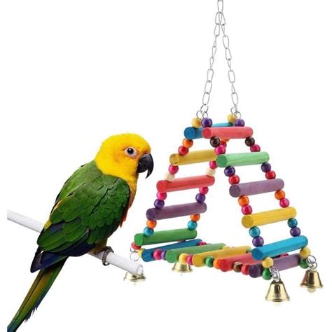 Échelle triangle coloré en bois balançoire oiseau jouet oiseau