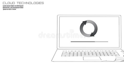 Laptop System Update Settings Computer Online Cloud Data Storage Technology Progress Upgrade