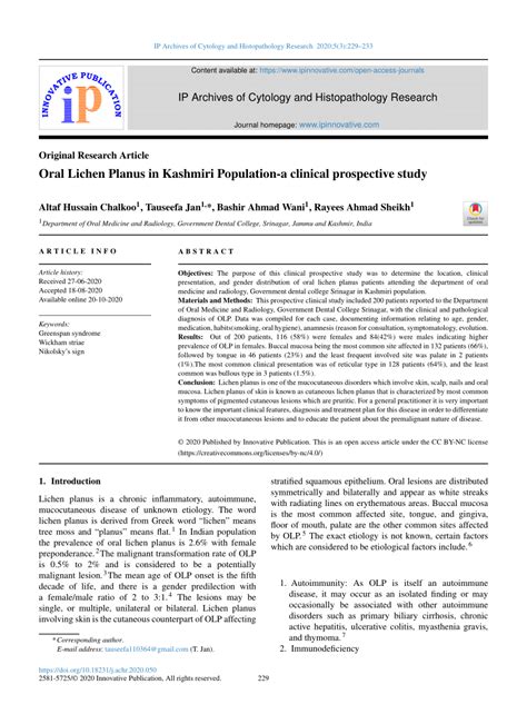 Pdf Oral Lichen Planus In Kashmiri Population A Clinical Prospective