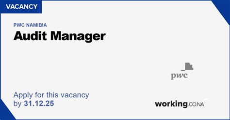 Pwc Namibia Audit Manager Walvis Bay Na