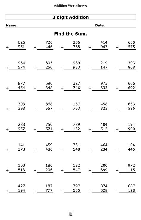 Digit Plus Digit Addition Digit Minus Digit Subtraction Triple Digit Addition And