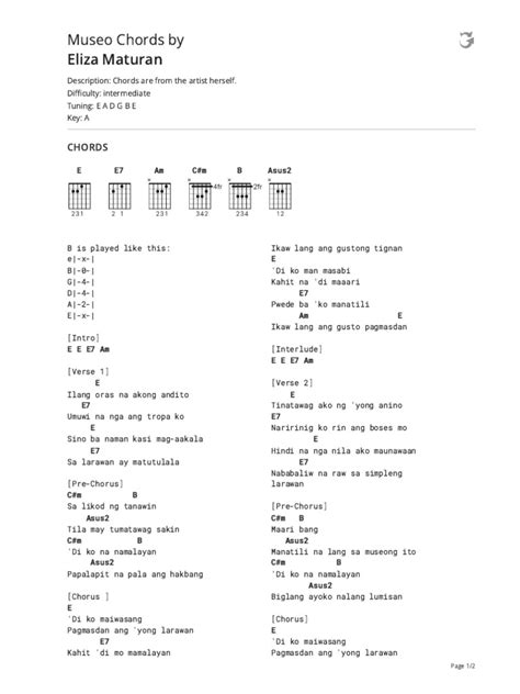 Museo Chords By Eliza Maturantabs At Ultimate Guitar Archive Pdf