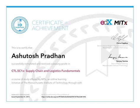 Supply Chain And Logistics Fundamentals Certificate Pdf