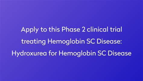 Hydroxurea For Hemoglobin Sc Disease Clinical Trial 2022 Power