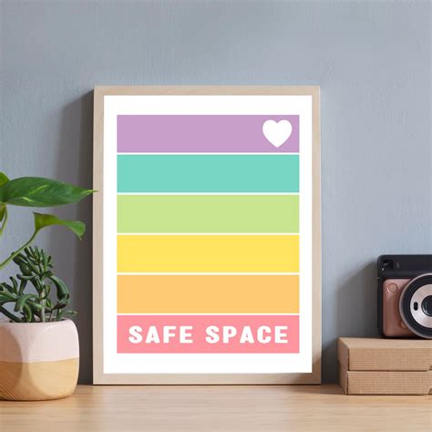 Safe Space Lgbtq Ally Printable Pride Therapist Office Camp Print