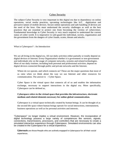 Cyber Security Notes 1 Pdf Computer Security Security