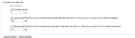 Solved Consider The Data Set 2 4 5 6 9 A Find The