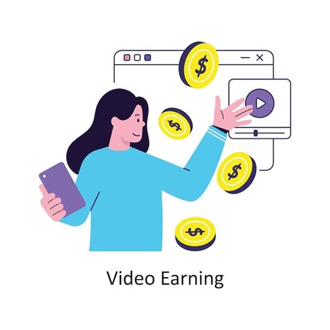 Premium Vector Video Earning Flat Style Design Vector Stock Illustrations