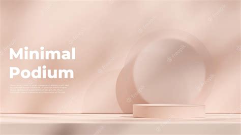 젖빛 유리 배경이 있는 풍경의 3d 렌더링 모형 템플릿 최소 장면 복숭아 연단 프리미엄 Psd 파일