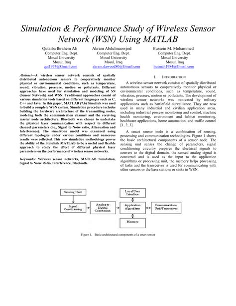 Pdf Simulation Framework Of Wireless Sensor Network Wsn Using