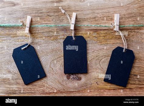 Three Empty Blackboard On String With Clothespins Stock Photo Alamy