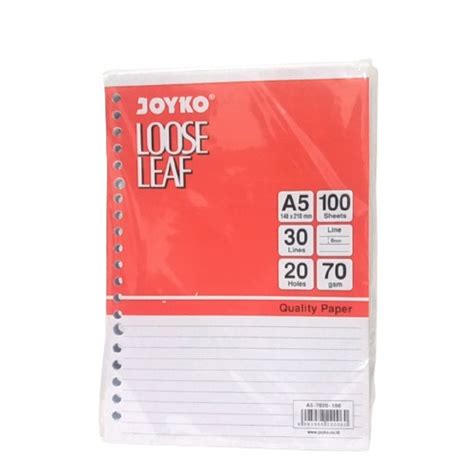 Jual Joyko Loose Leaf A5 Polos Isi 100 Lembar Kertas Binder A5 Joyko