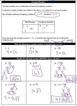 Intro To Imaginary Numbers Guided Notes And HW Digital Version
