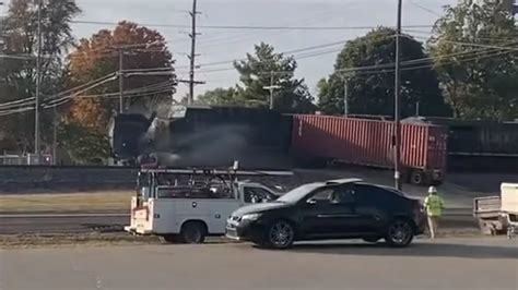 Train Smashes Into Semi Stuck On Tracks