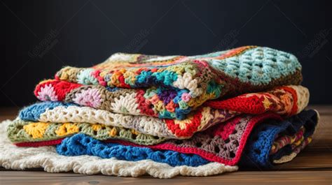 소박한 나무 테이블 위에 놓인 멋진 여러 가지 빛깔의 뜨개질 담요 나무 가지 배경 테이블 배경 굉장히 멋진 배경 이미지