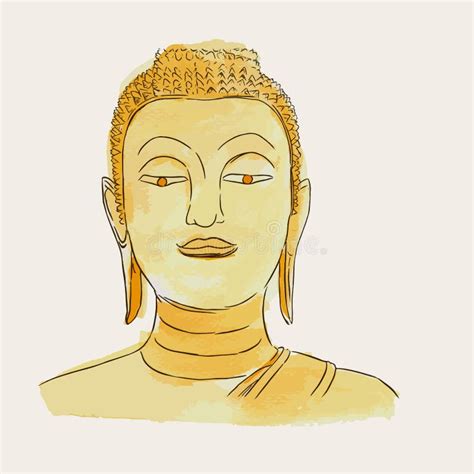 Concepto Tailandés De La Cultura Con Buda Línea Arte VE Del Bosquejo