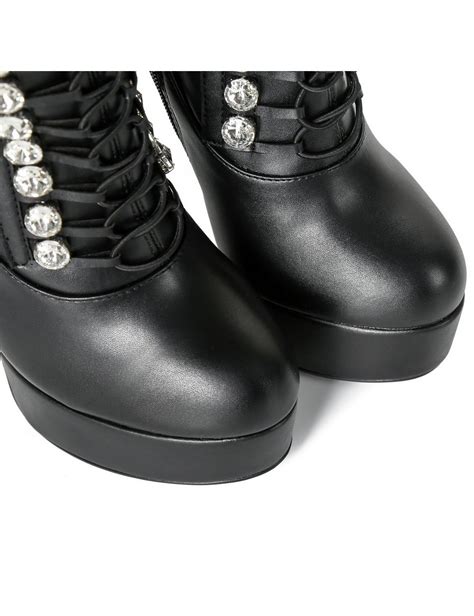 Black Lace Up Giaro Dominique Thigh Boots 16cm Button Style