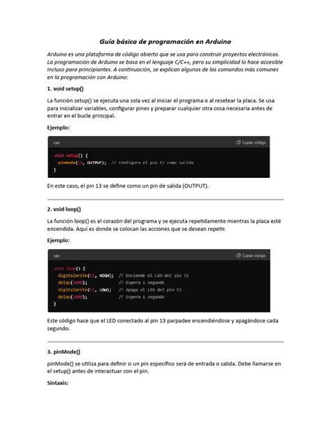 Conceptos Básicos de Programación en Arduino | PDF | Arduino | Ingeniería de software