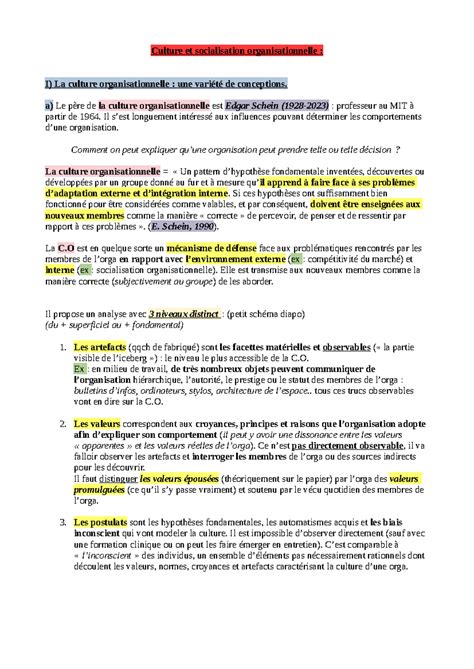 La Culture De Lorganisation Mr Hamel Culture Et Socialisation