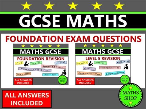 GCSE Maths Edexcel Foundation Exam Questions Teaching Resources