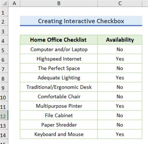 How To Create An Interactive Checklist In Excel With Easy Steps