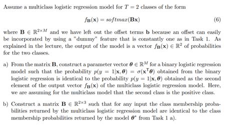 Assume A Multiclass Logistic Regression Model For T