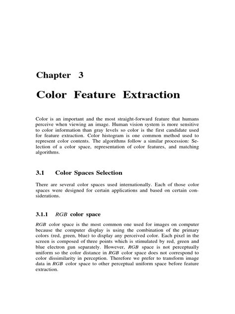 Color Feature Extraction Pdf Color Rgb Color Model