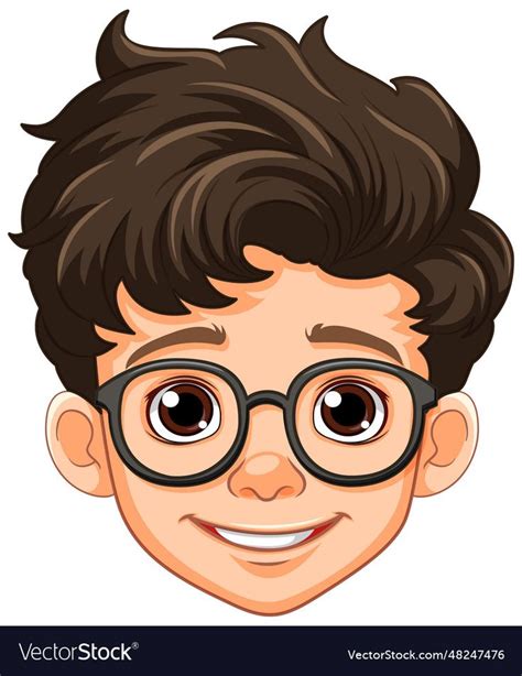 Boy Cartoon Head Wearing Glasses Isolated Vector Image On Vectorstock