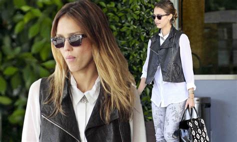 Jessica Alba Dons Racy Leather Waistcoat For Mystery Meeting Daily