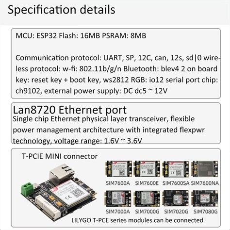 T Internet Placa Bluetooth Esp32 Wifi Para T Pcie Módulo Ethernet Iot Con Ranura Para Tarjeta