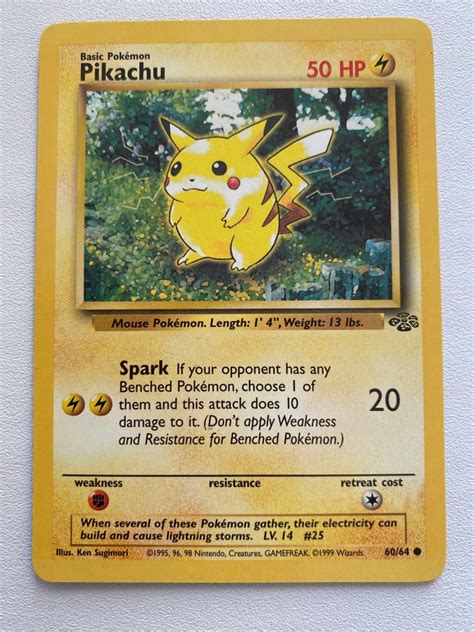 Pikachu Red Cheeks Unlimited 1999 Base Edition Nm 60 64 Etsy