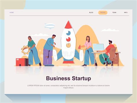 Business Startup Web Concept For Landing Page In Flat Design Vector