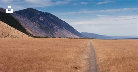 Pathway Between Grass Field Under Blue Sky Photo Free Field Image On