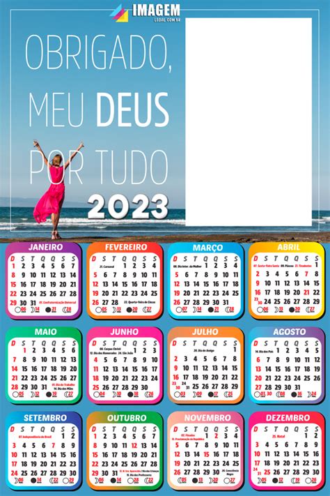 Calendário 2023 Obrigado Meu Deus Por Tudo Moldura De Foto Png Imagem