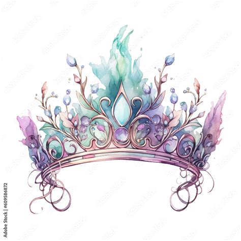 Mermaid Tiara Watercolor Clipart Gorgeous Crown Clipart Mermaid