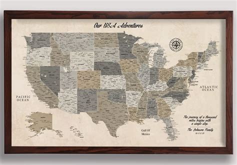 Amazon Vintage Push Pin USA Map Personalized USA Map Canvas