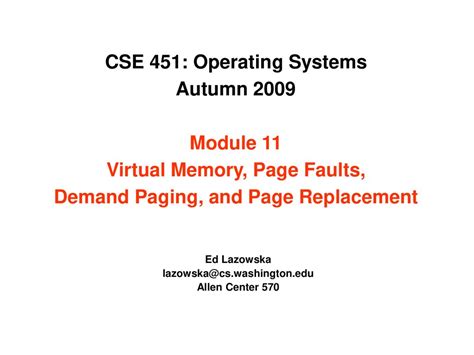 Cse Operating Systems Autumn Module Virtual Memory Page