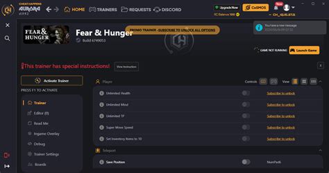 Fear Hunger Trainer 8 V6749053 Cheat Happens GAME TRAINER Download Pc Cheat Codes