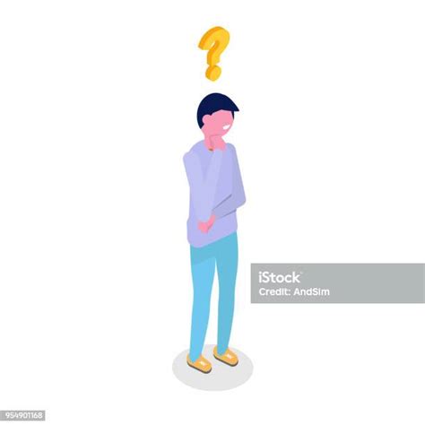 남자는 아이소메트릭 문자를 생각 하 고 있다 벡터 일러스트입니다 남자에 대한 스톡 벡터 아트 및 기타 이미지 남자 남자 사업가 노트북 Istock