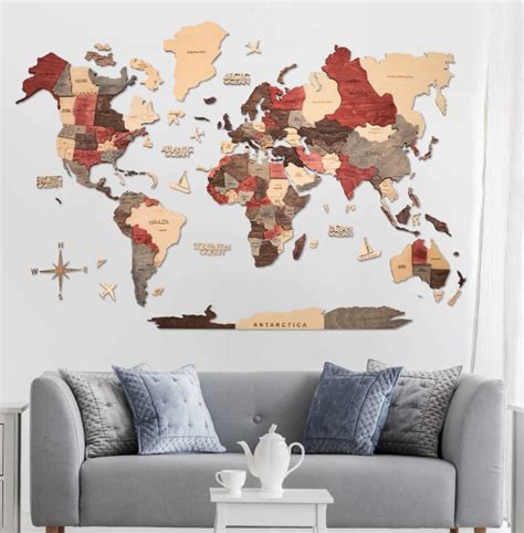 3d Wooden World Map Fusion Canadian Home Decors