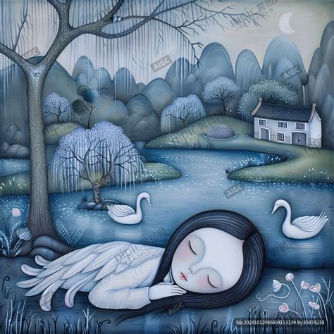 Ai创作图天鹅湖插画 冬眠插画 好睡眠插画 小天使系列插画 小天使包装插画 梦幻儿插插画 治愈插画设计 睡眠保健品插画 梦幻夜晚立体画 睡插画 幻想梦境插画 梦想装饰画 孤独的灵魂插画 天使
