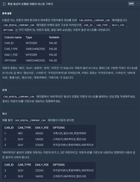 특정 옵션이 포함된 자동차 리스트 구하기 겟또da제