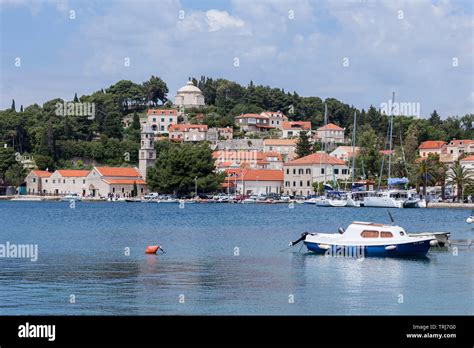 03 May 2019 Cavtat Croatia Panorama With Racic Mausoleum On The Hill Stock Photo Alamy