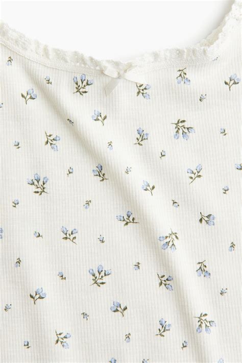 Lace Trimmed Tank Top Creamfloral Ladies Handm Us