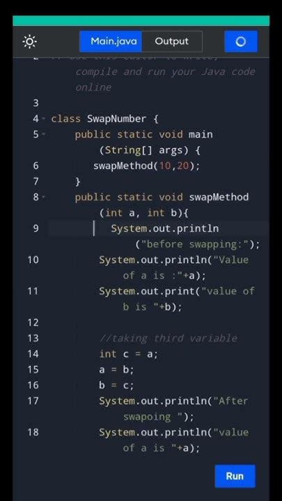 Shorts Viral Java Swap Two Numbers In Java Youtube
