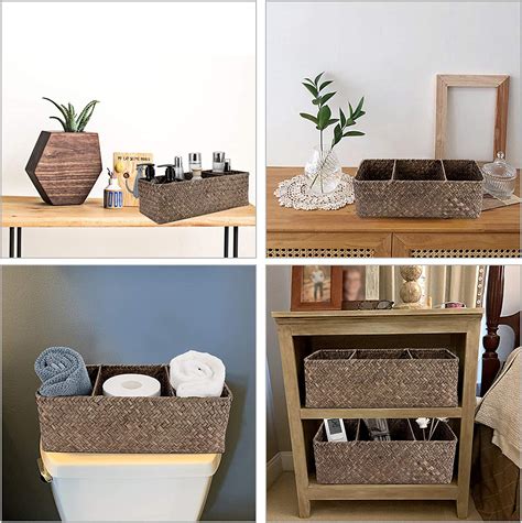 Buy Hipiwe Seagrass Nesting Storage Basket Compartment Hand Woven Wicker Storage Bin Home