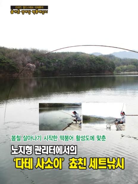 선라인 필드스태프 이재훈의 즐거운 양어장 떡붕어낚시 봄철 살아나기 시작한 떡붕어 활성도에 맞춘 노지형 관리터에서의다테 사소이