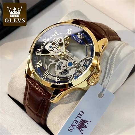 OLEVS Luxury Brand Men Watches Automatic Mechanical Wristwatch Skeleton