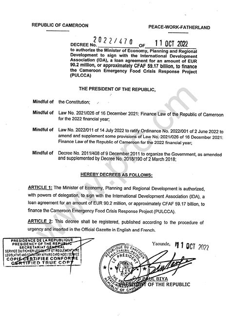 Decree No 2022 470 Of 11 October 2022 To Authorize A Loan Agreement To
